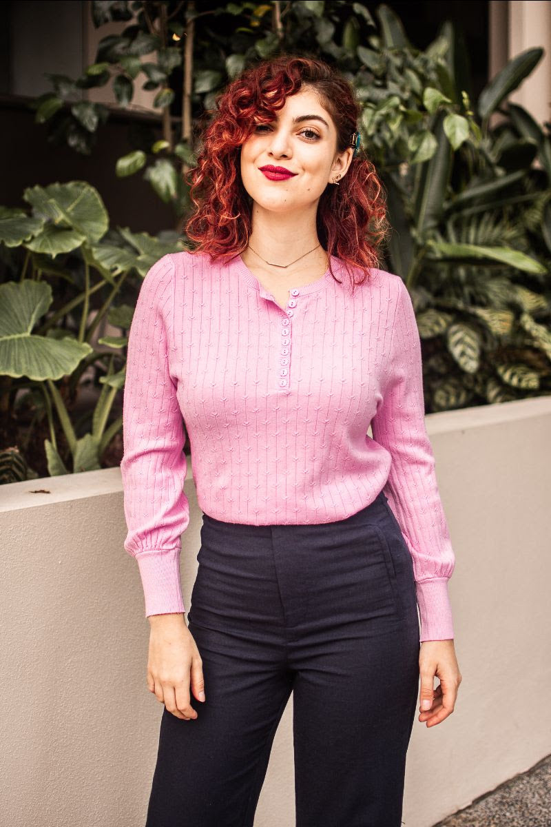 Adele button open light jumper- mocha & pink – Thrive Boutique Store